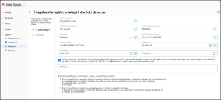 Cum se face delegarea în REGES-ONLINE?